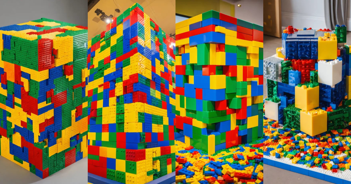 Lexica - A huge cube block of legos that is incomplete
