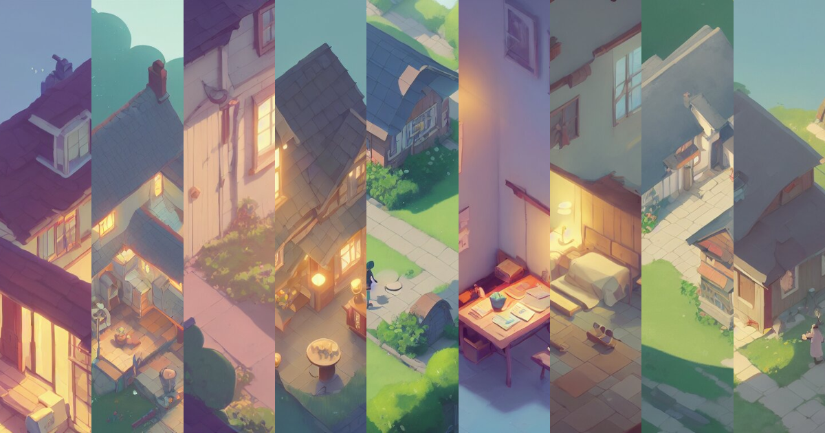 Lexica - Isometric view, a lovely cottage, plain background, cory ...