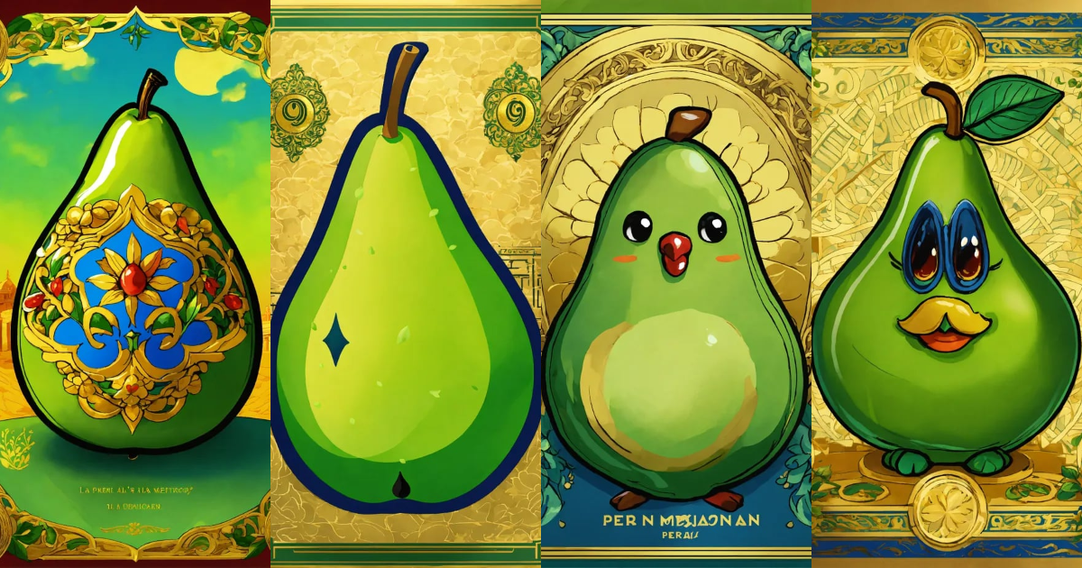 Lexica - A green pear, based on the card "la pera" of the mexican ...