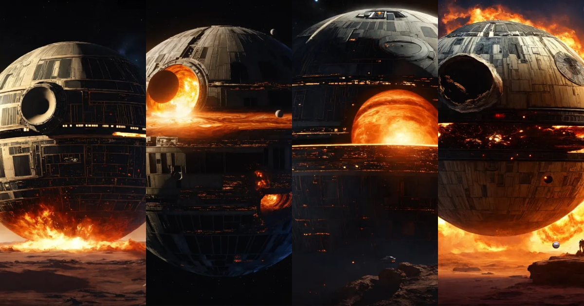 Lexica - Star Wars death star destroying Jupiter, 8k