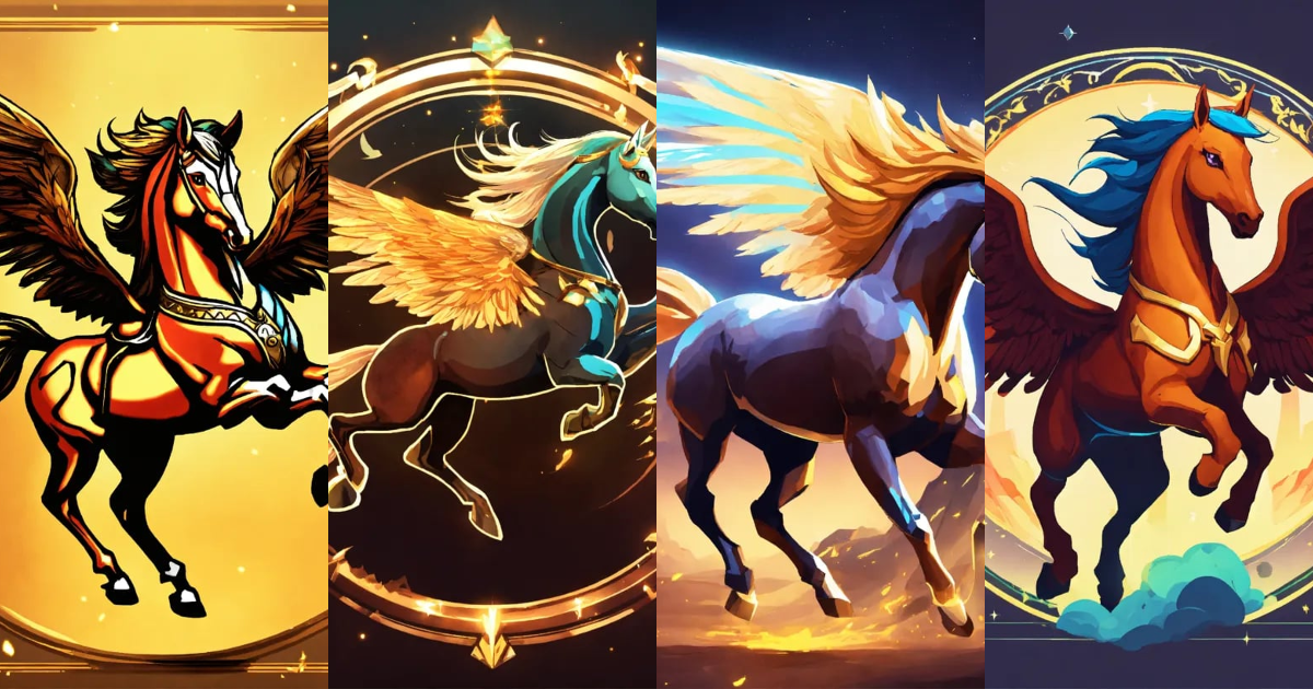 Lexica - Spell summon holy steed pegasus, game icon, stylized, simple ...