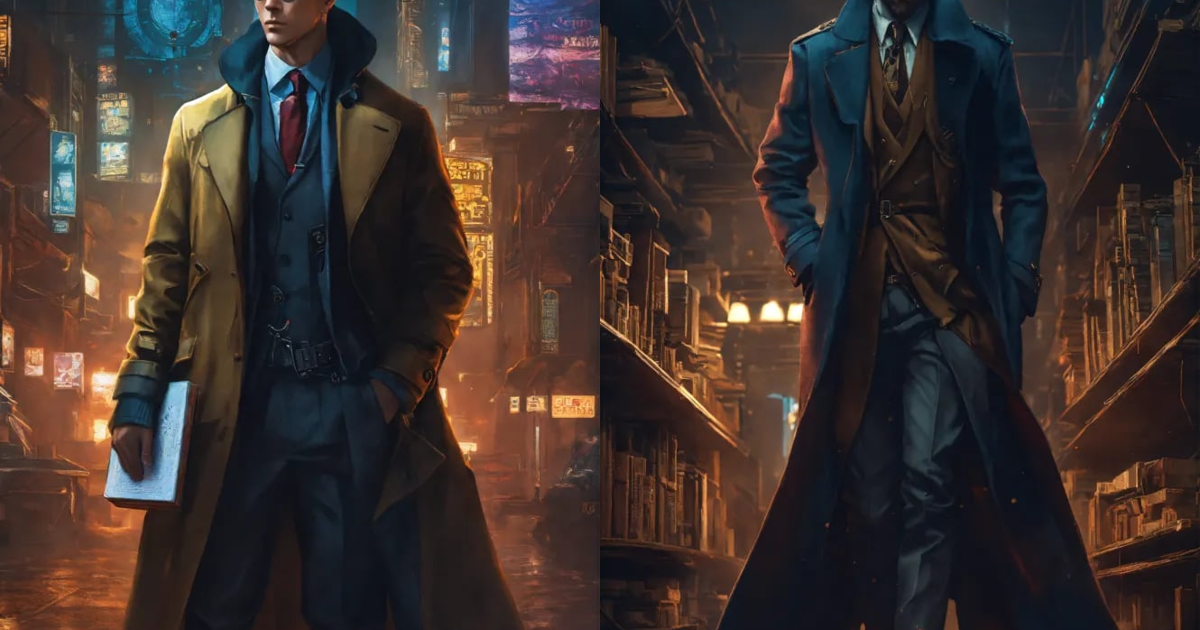 Lexica - Highly detailed cyberpunk like serial detective wearing long ...