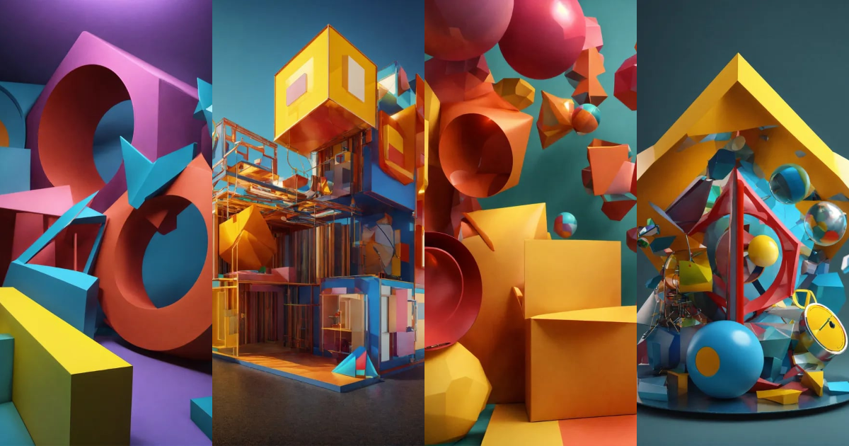 Lexica - An out-of-the-box creative design, 3d, shapes, abstract, sharp ...