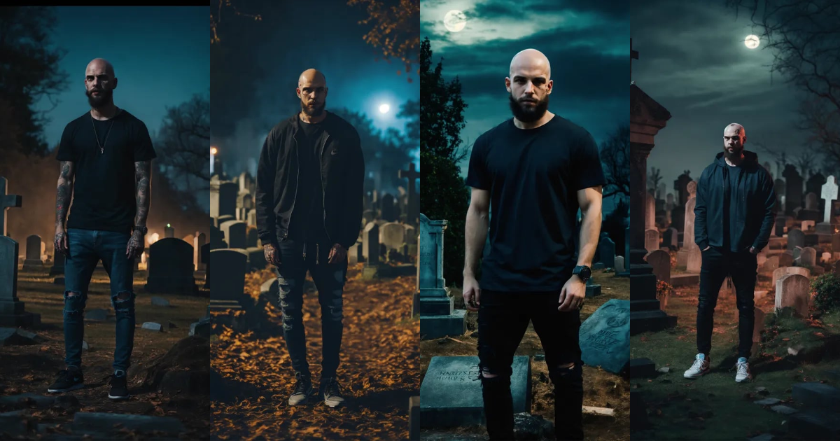Lexica - A young bald man with beard 8k modern day 2023 clothing blank ...