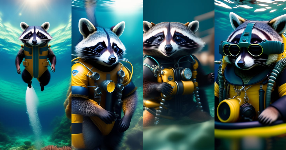 Lexica - Crazy raccoon in a diving suit