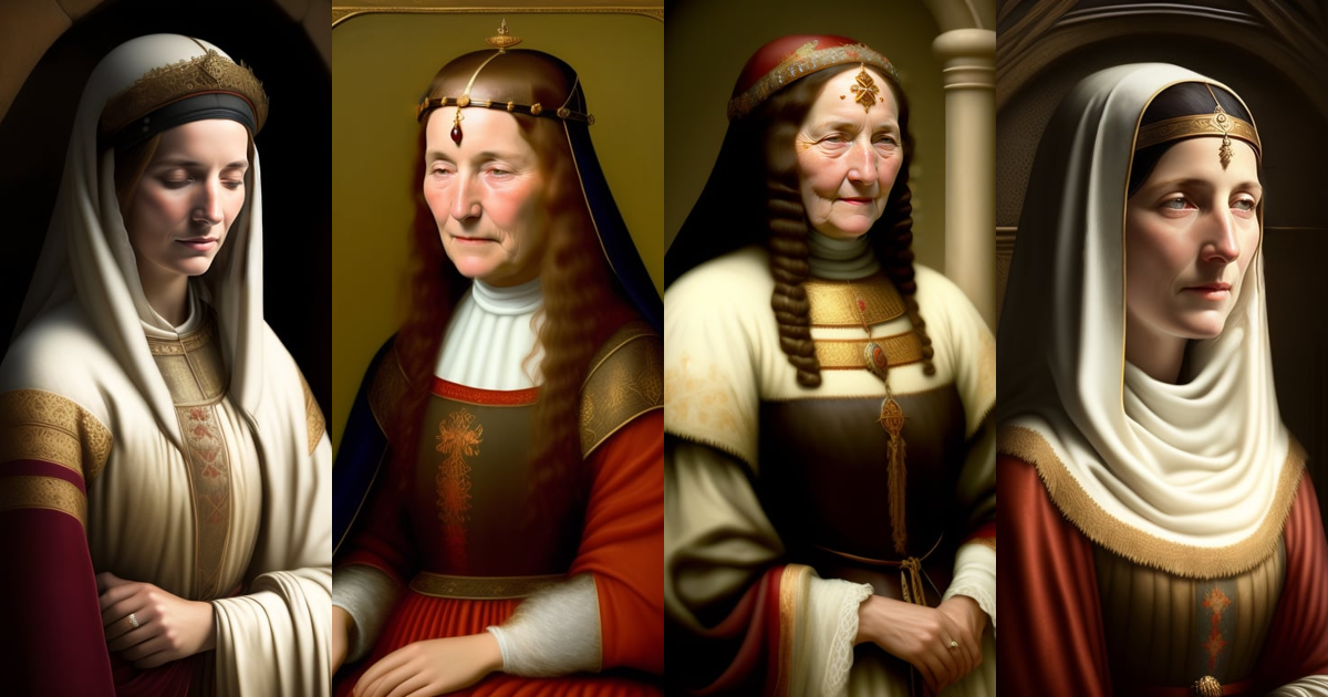 Lexica - Blind woman with white eyes, medieval style, England 1300, fantasy
