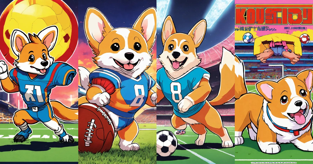 Lexica - 80s anime corgi football comic cover