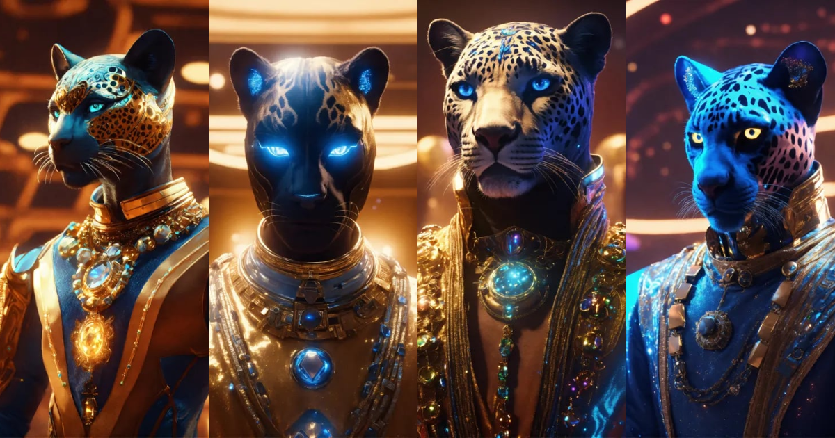 Lexica - Zoom out from a male panther faced humanoid wearing a fancy ...