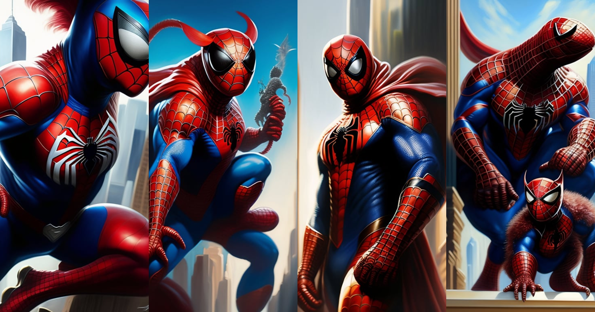 Lexica - Realistic painting of a squonk as Spiderman, with 6 legs, by ...