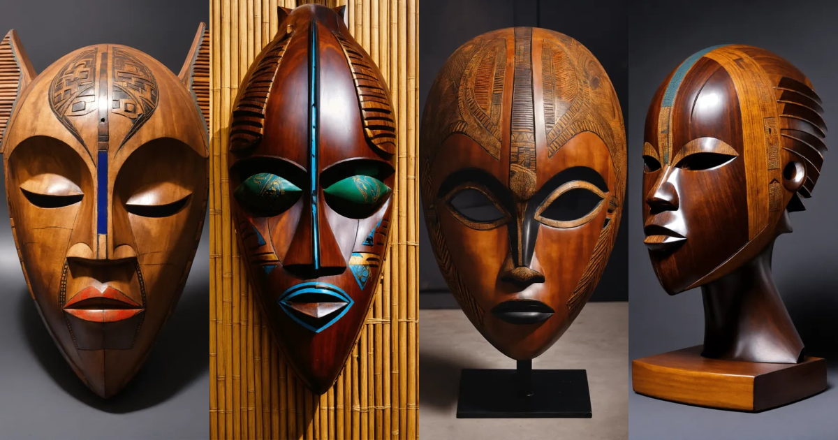 Lexica - African mask futuristic wood