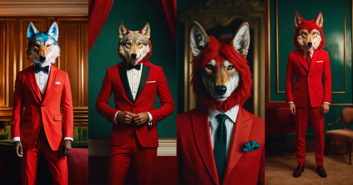 Lexica - Award - Winning Cinematic Still of wolf-Headed butler posing ...