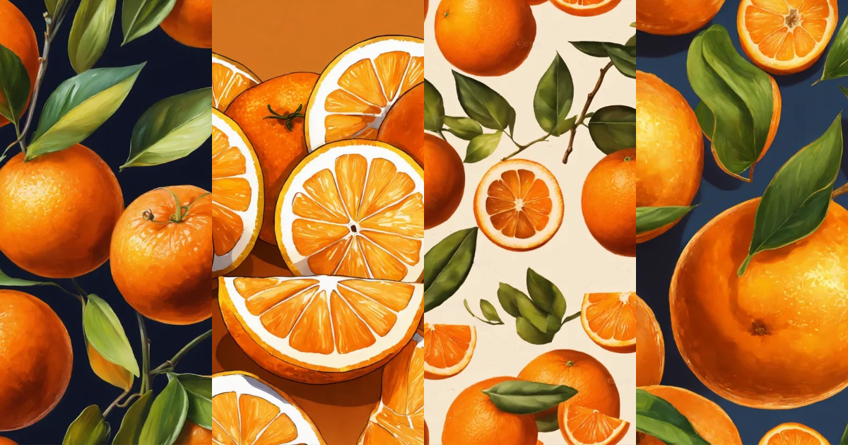 Lexica - Single orange, isolate objects, realistic cartoon oil paint ...