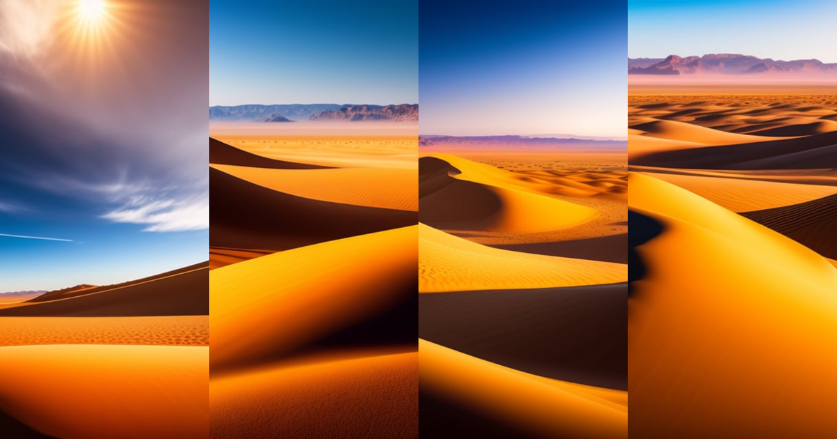 Lexica - Desert landscape, golden-brown sand, dunes and ridges, clear ...