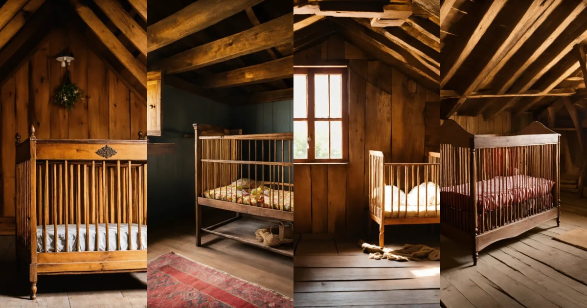 Lexica - An old wooden crib in an attic