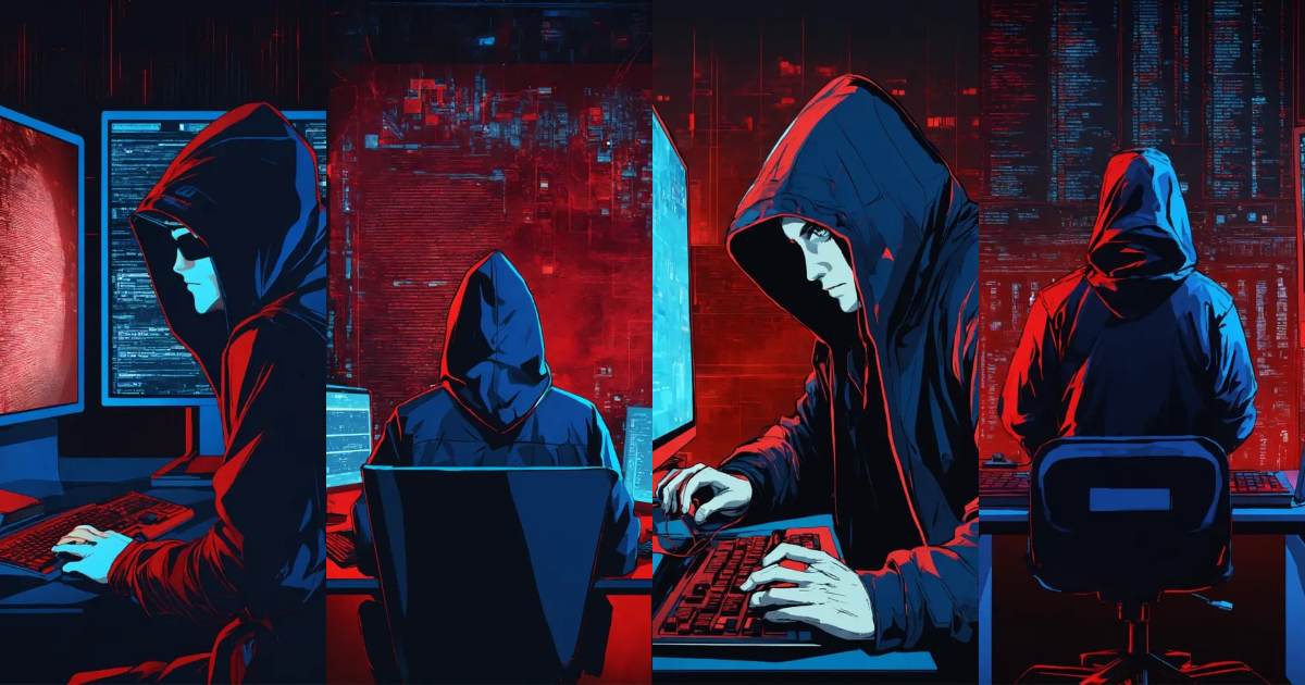 Lexica - Hacker in front of a large computer screen dark background ...