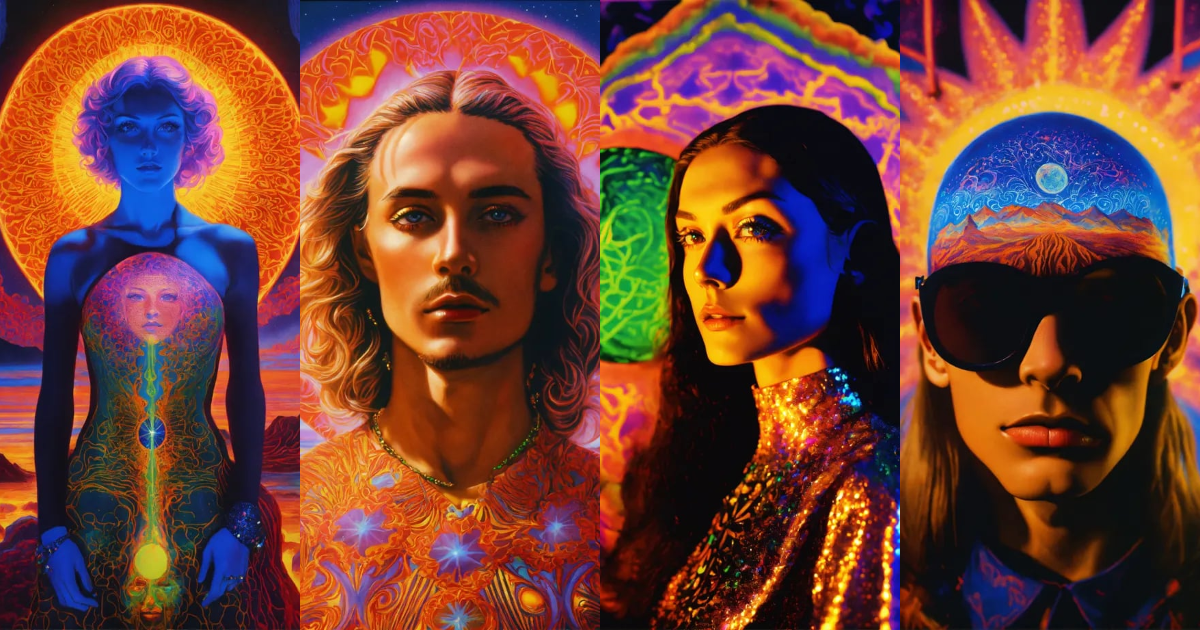 Lexica - Photorealistic portrait Gothic Fashion, of cosmic Alex Grey ...