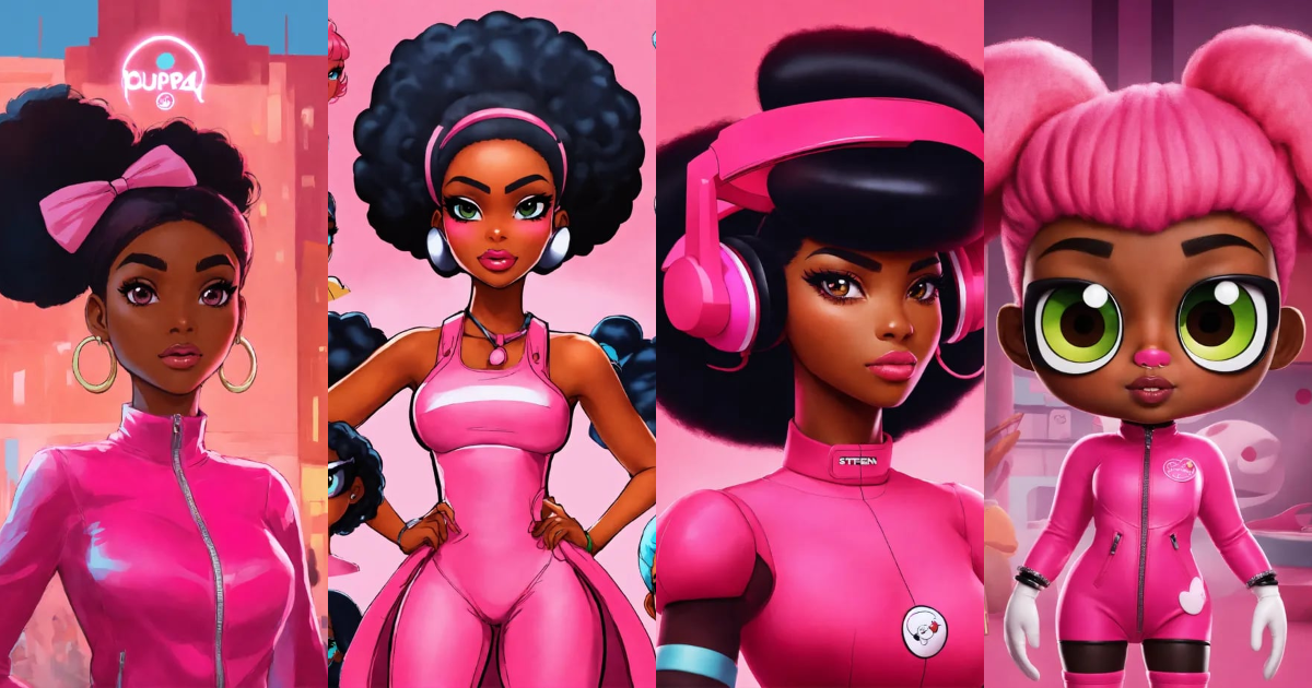 Lexica - Create a playful power puff girl inspired 4 black female ...