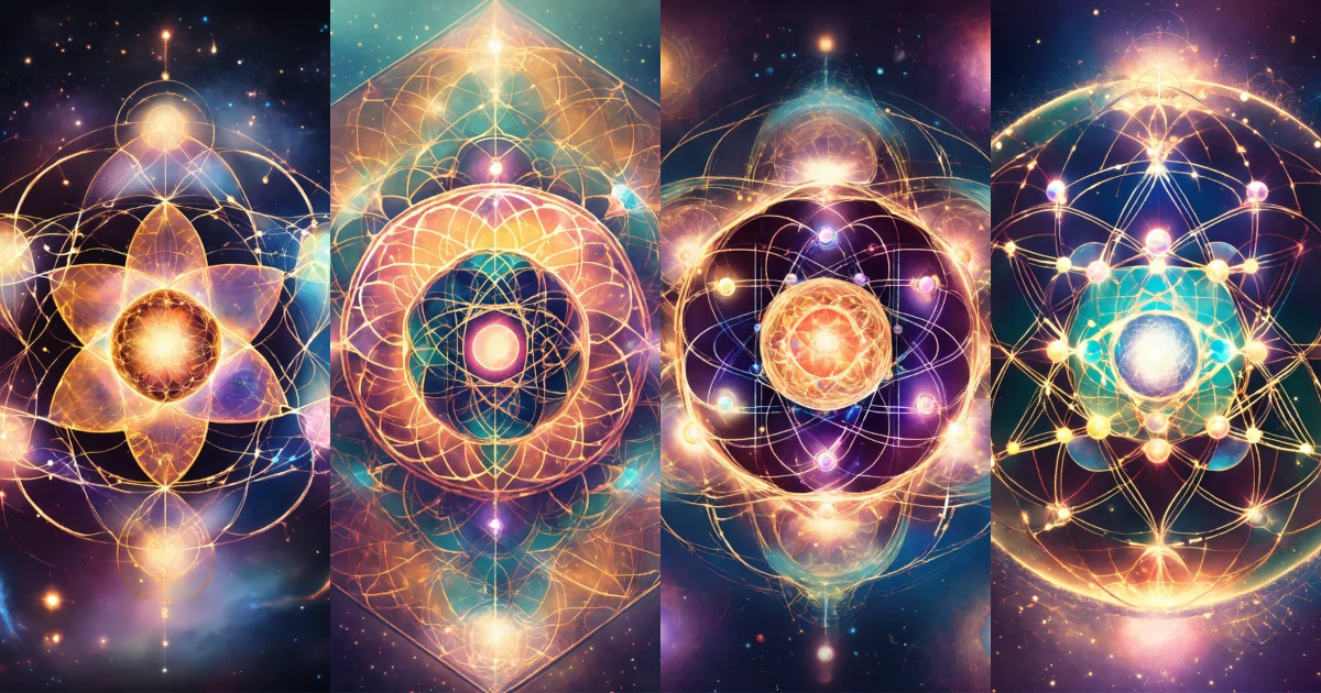 Lexica - A atom symboles, infinite, connected to other universe, pastel ...