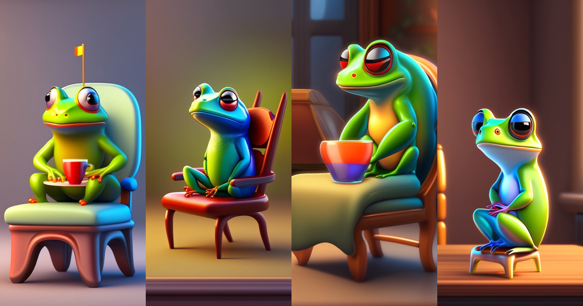 Lexica - A little frog, sitting on the chair, earing breakfast, cartoon ...