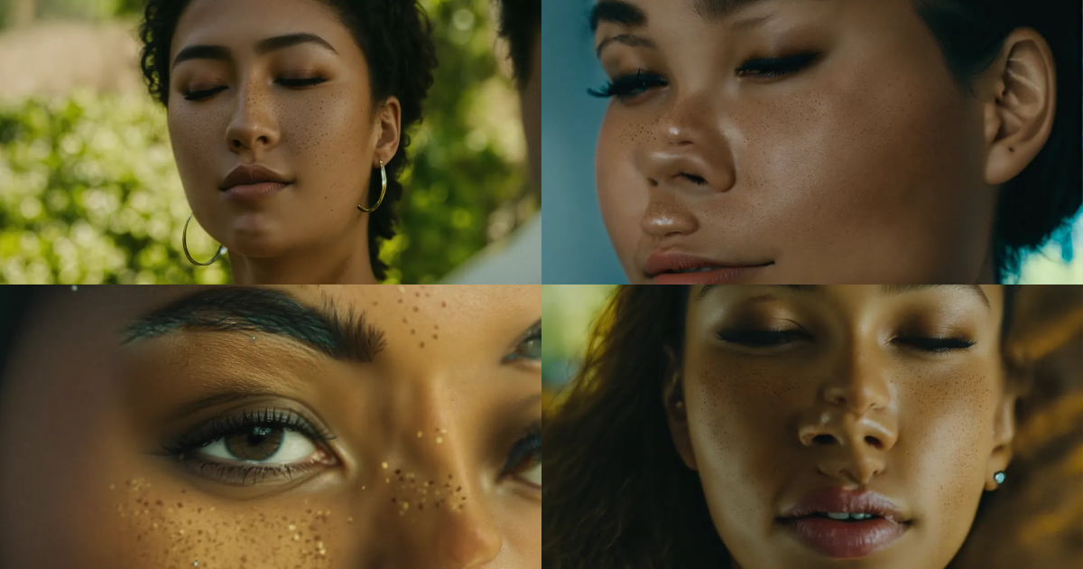 Lexica - Close up of freckles on mixed race woman with her eyes closed