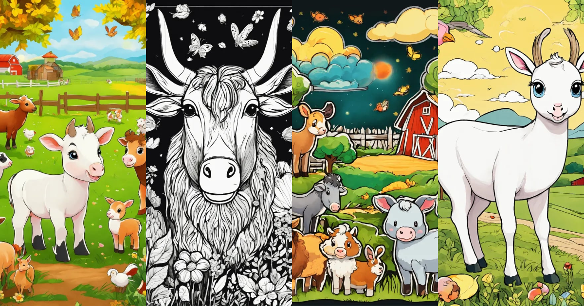 Lexica - Generate a cute FARM ANIMALS, super eye-catching illustration ...