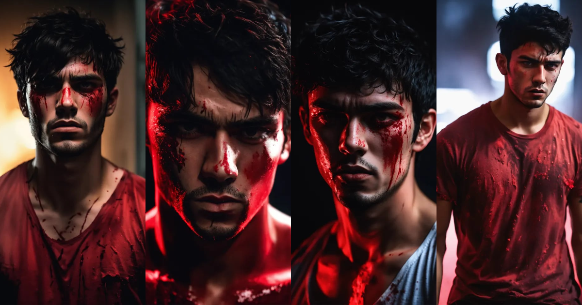Lexica - A realistic photograph of a 22-year-old man, with a scary ...