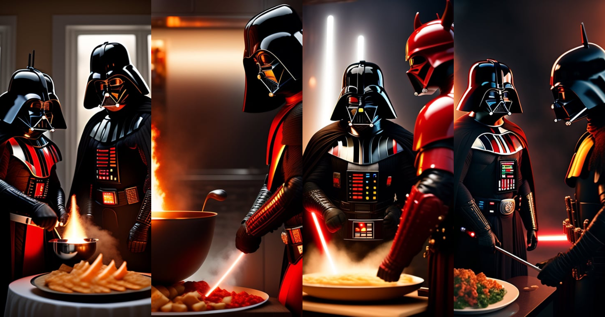 Lexica - Darth Vader and Darth Maul cooking