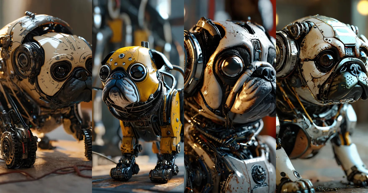 Lexica - Robotic pug, 8k unreal engine render, wires and gears ...