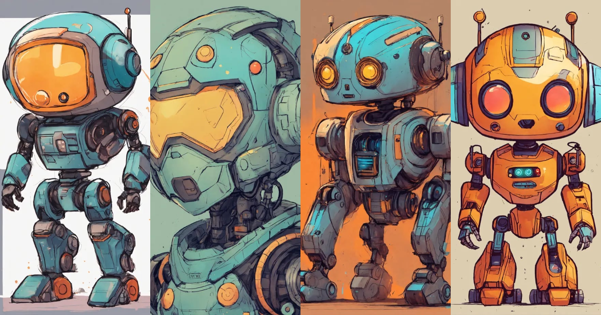 Lexica - Minimalist color sketch of sci-fi cute robot design in the ...