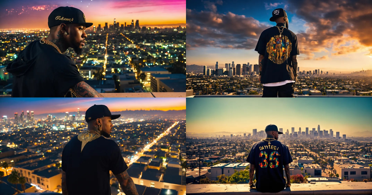 Lexica - Sky view rapper, "Daylyt" looking over the city of Los Angeles ...