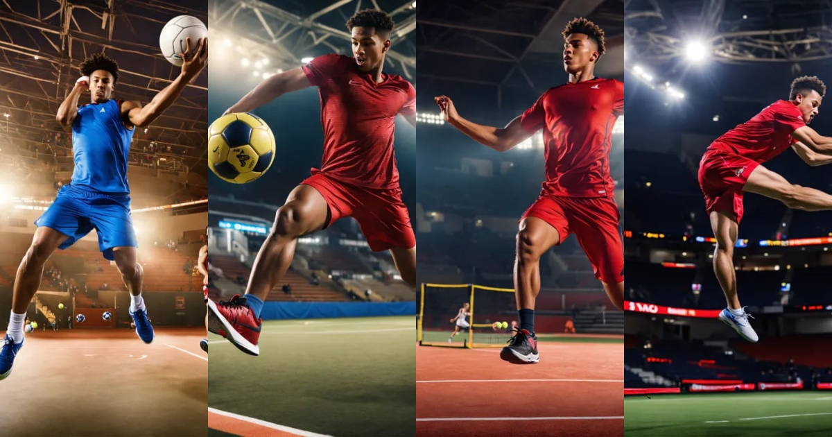 Lexica - Generate an image of a multi-sport athlete in the midst of ...