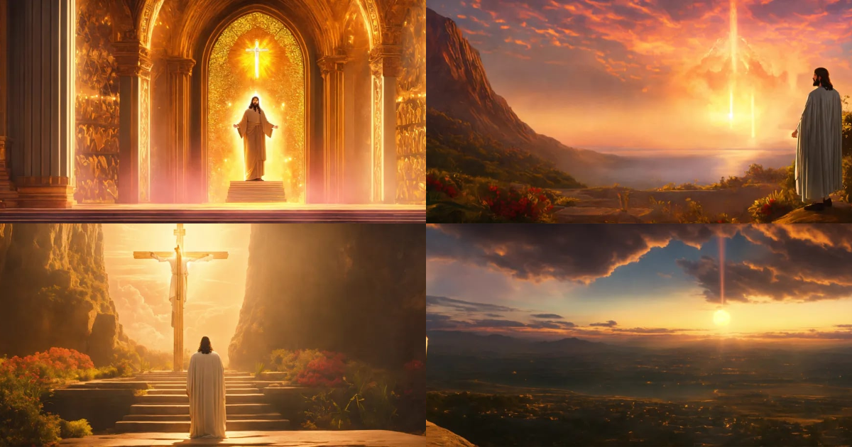 Lexica - Experience the divine presence as you kneel before a glowing ...