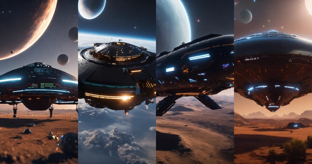 Lexica - Long black bio-robotic space craft appear in the sky from ...