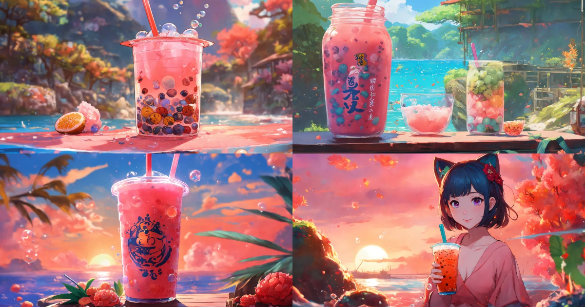 Lexica - Seamoss, health, boba tea, bubble tea, love, coral pink, tropical, , boba tea, boba tea ...