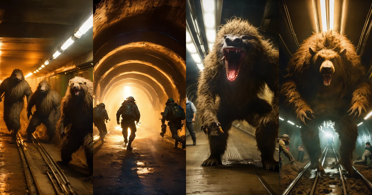 Lexica - A team of four men battle hairy human-mole-like creatures in a ...