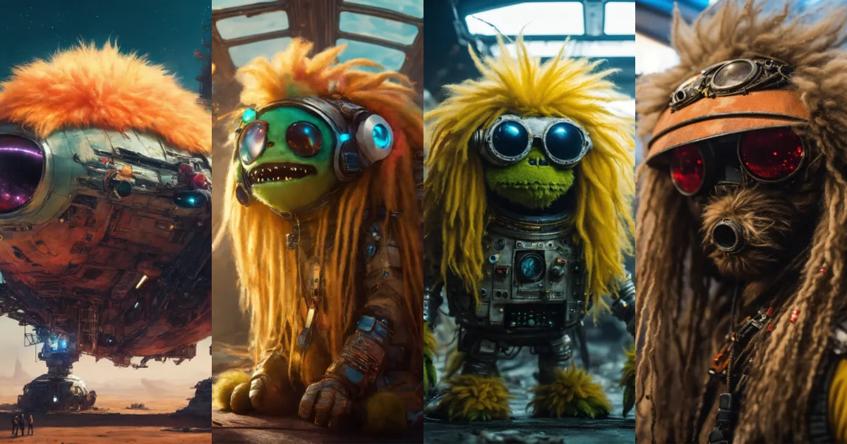 Lexica - Wild funky fuzzy monster with long hair and stylish space ...