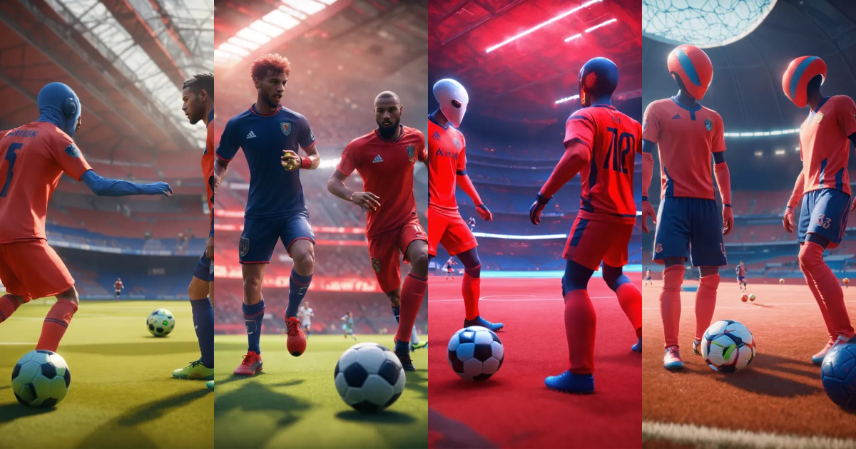 Lexica - Two alien soccer players are playing a game of soccer, in the ...