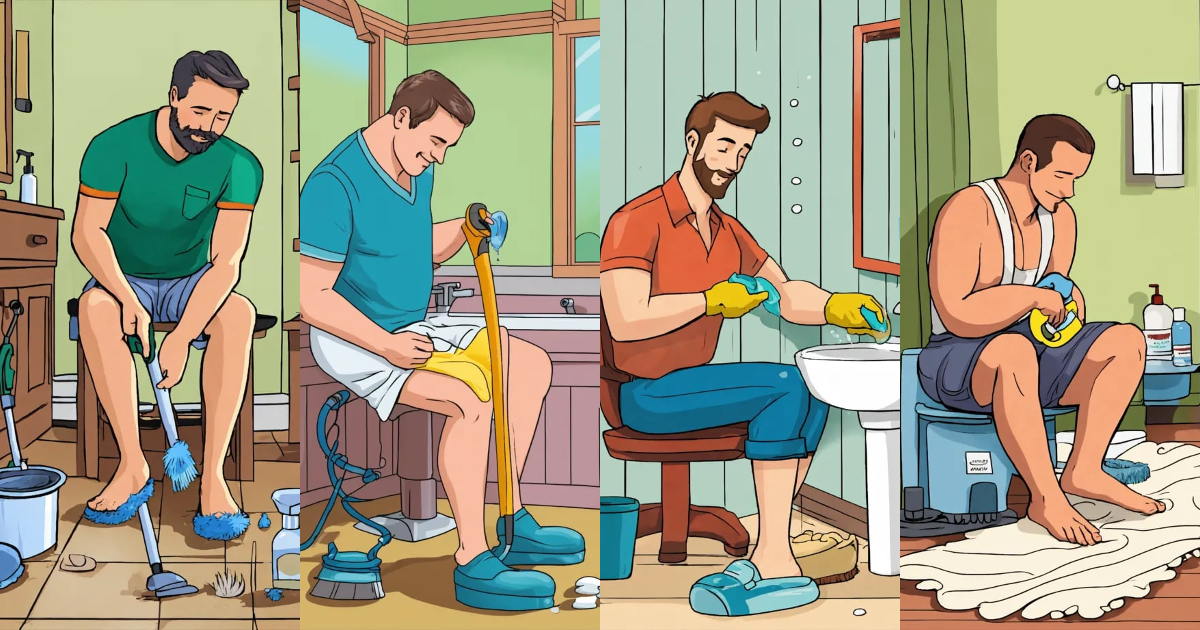 Lexica - Grooming cartoon - man cleaning feet