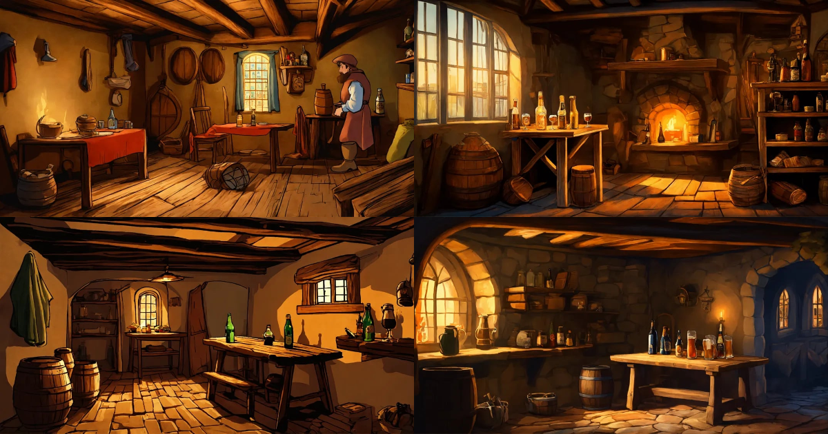 Lexica - Interior of a medieval house of a tanner with clothes of the ...