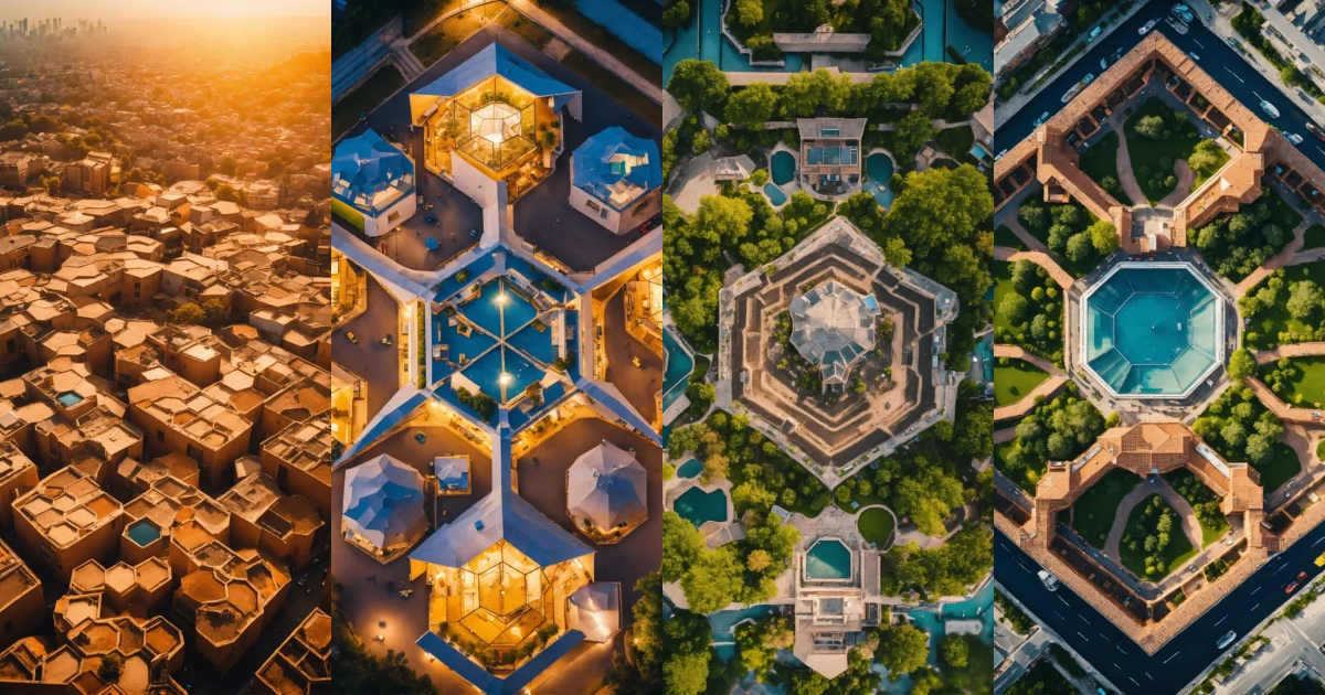 Lexica - Overhead view of a hexagon city, best quality, real picture, intricate details, Nikon ...