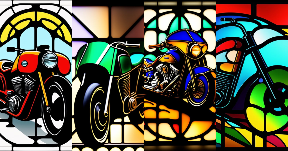 Lexica - Stained glass template of a motorcycle