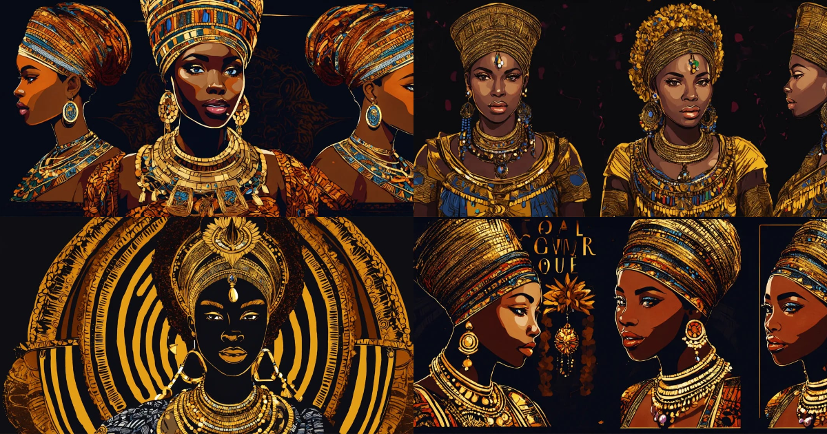 Lexica - Regal African Queen Black Woman, traditional African queen attire and adornments ...