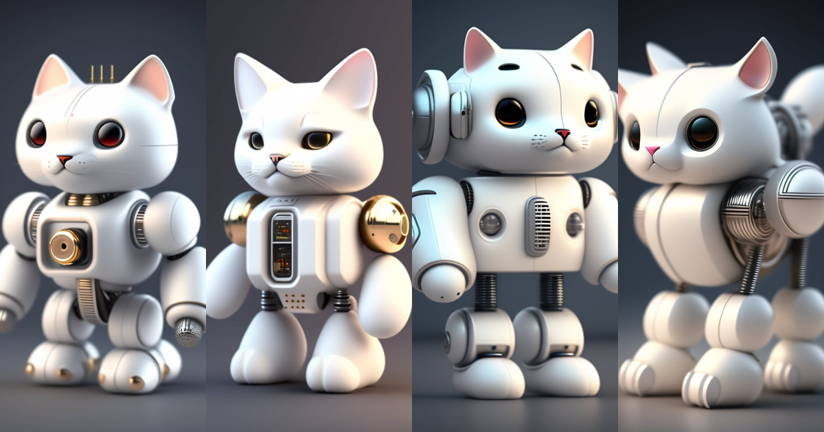Lexica - A white chinesse cat robot made from tubulars, analog ...