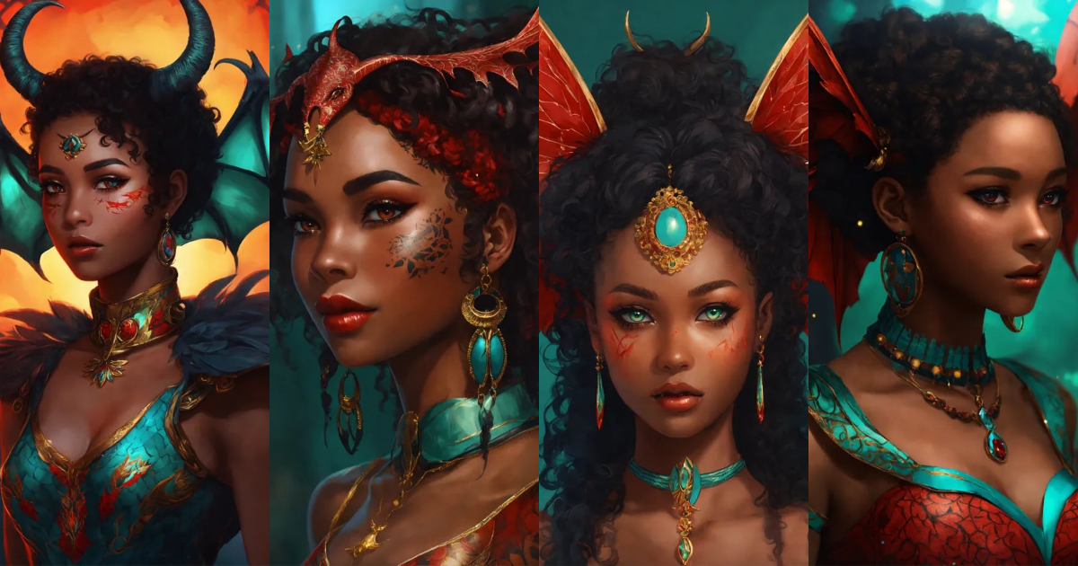Lexica - Black, frican curly hair, scars on her face. In her ...
