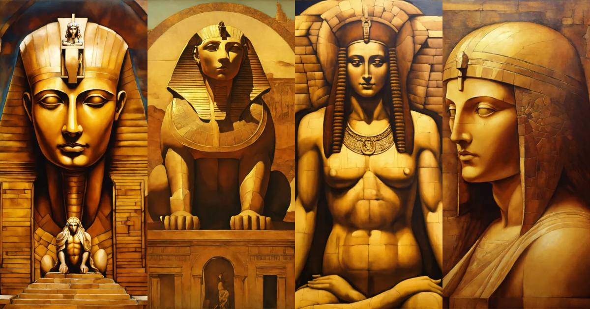 Lexica - Abstract Leonardo da Vinci painting Sphinx from Greek mythology