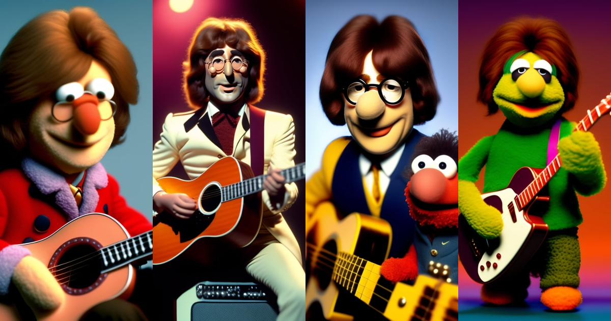 Lexica - John Lennon as a muppet, playing guitar