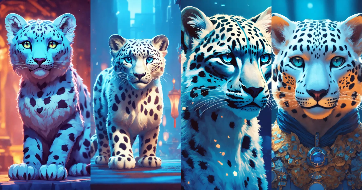 Lexica - A cute psychic type snow leopard in blue t short by beeple and ...