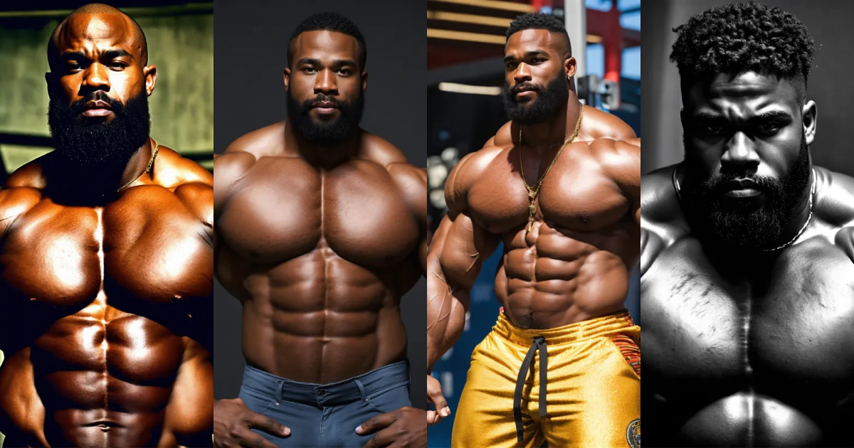 Lexica - 30-year-old hairy black American god with big muscles, big ...