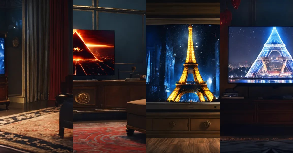 Lexica - In a dark room, the Illuminati are sitting in a plasma TV ...