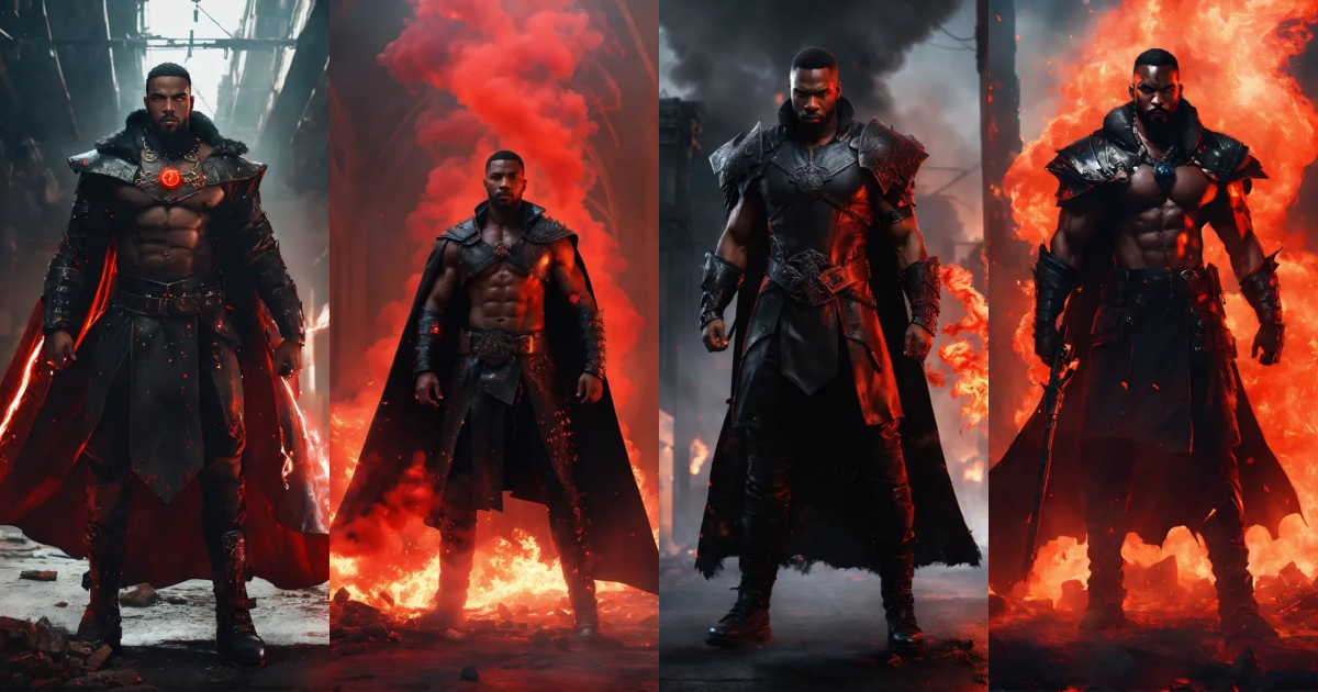 Lexica - Full body of an evil Handsome black man with short hair ...